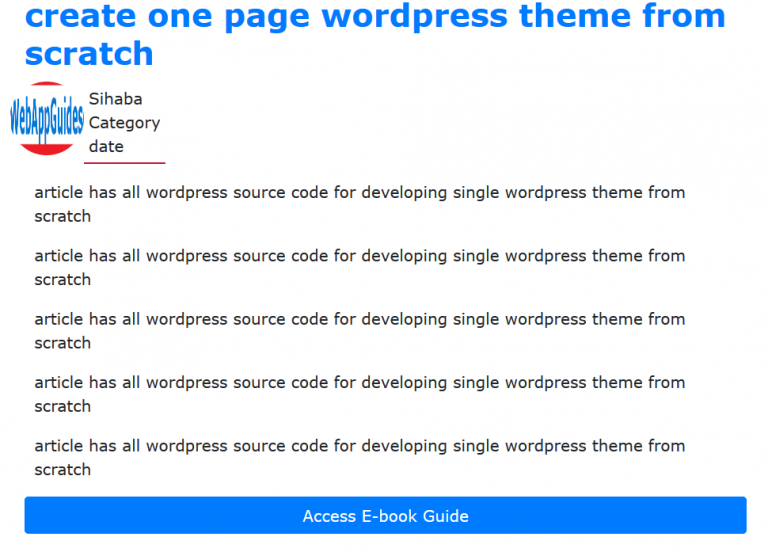 Create Responsive WordPress Theme From Scratch (Complete Starter Guide). | WebAppsGuides